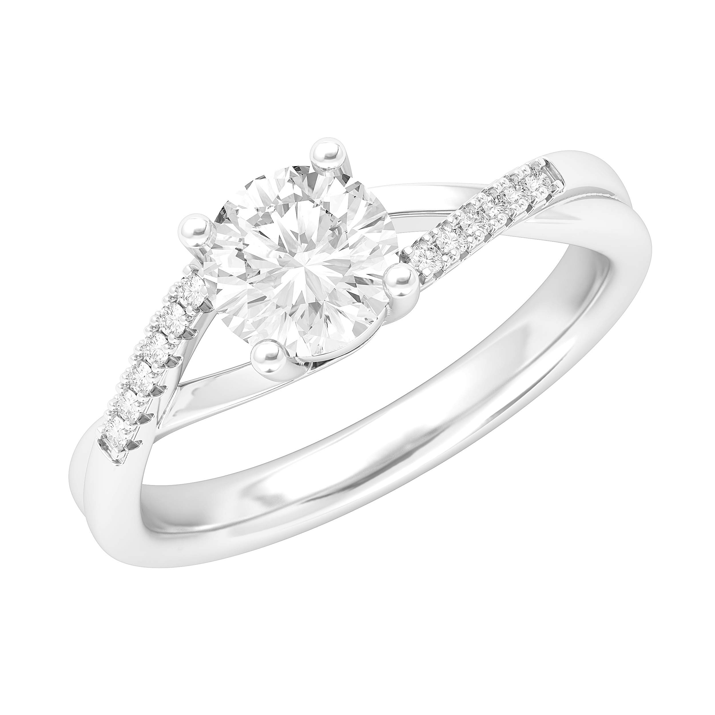 Sterling Silver Twisted Split Shank Simulated 1.0 CT Diamond Engagement Ring Promise Bridal Ring (7.5)