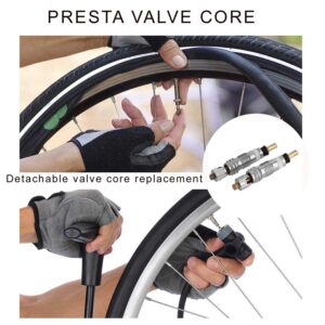 COOLWHEEL Presta Valve Core Tool Set -18Pcs Valve Repair Kit, Tubeless Brass Valve Core Replacement with Schrader Valve Adapter and Caps Bicycle Tire Accessories for Cycling MTB Road Bike