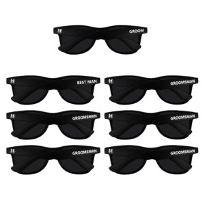 lady&home bachelor party 7pcs wedding sunglasses for groom, best man, groomsmen gifts wedding favor (matte)