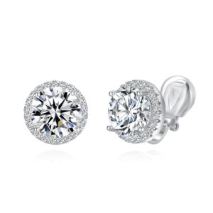 yoqucol bright 10mm cubic zirconia clip on earrings crystal round non pierced stud for women