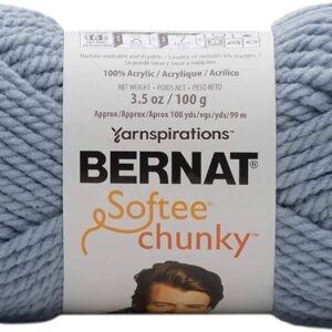 Bernat Softee Chunky Yarn Blundle Super Bulky Number 6 Gauge, 3 Skeins (Gray Blue)