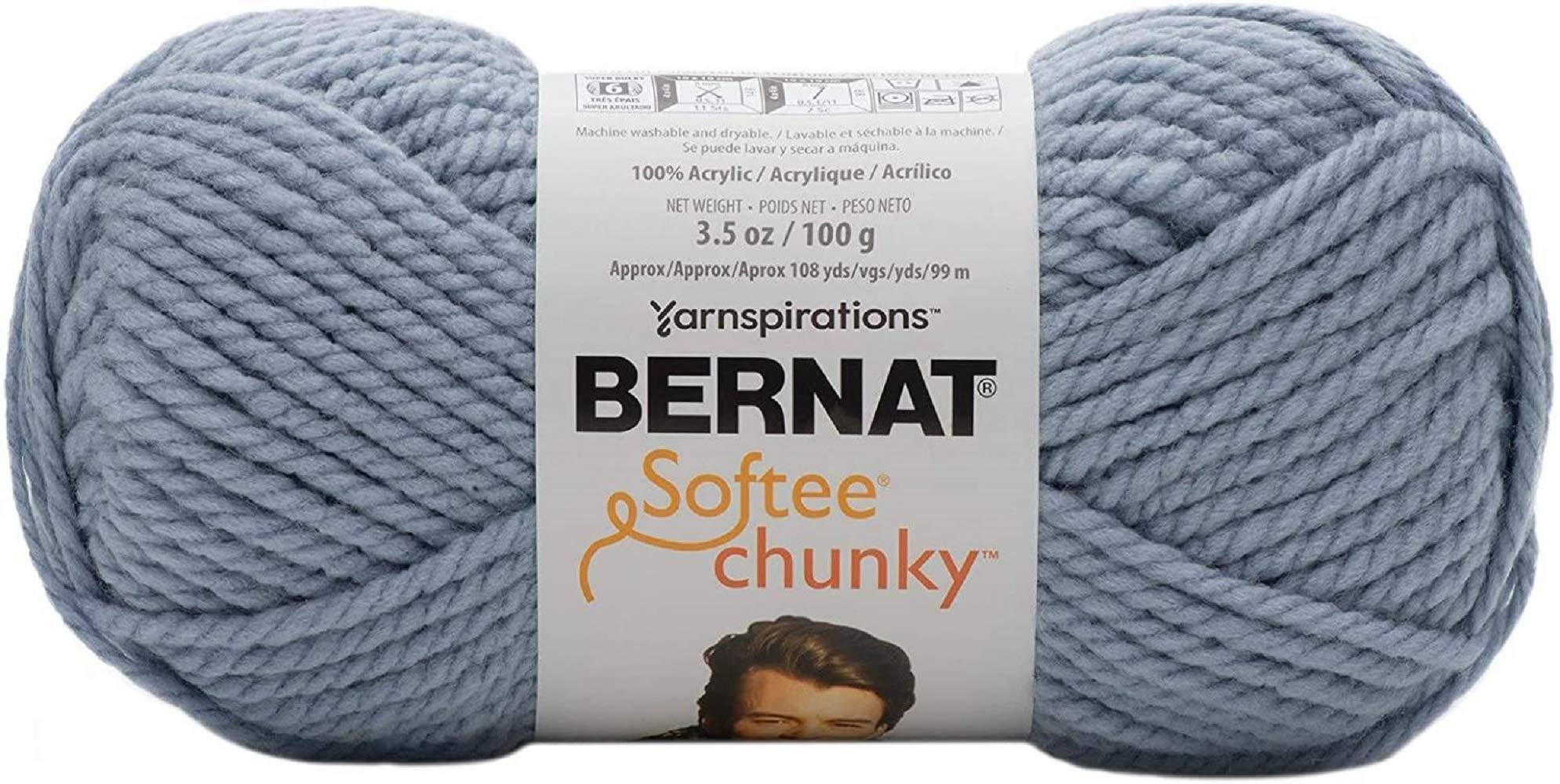 Bernat Softee Chunky Yarn Blundle Super Bulky Number 6 Gauge, 3 Skeins (Gray Blue)