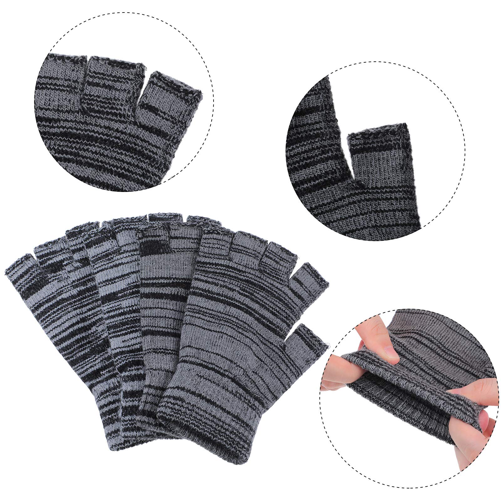 Syhood 4 Pairs Warm Half Finger Gloves Winter Fingerless Gloves Stretchy Knit Gloves for Men Women