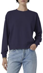 velvet by graham & spencer women's ynez organic fleece sweatshirt, navy, xs