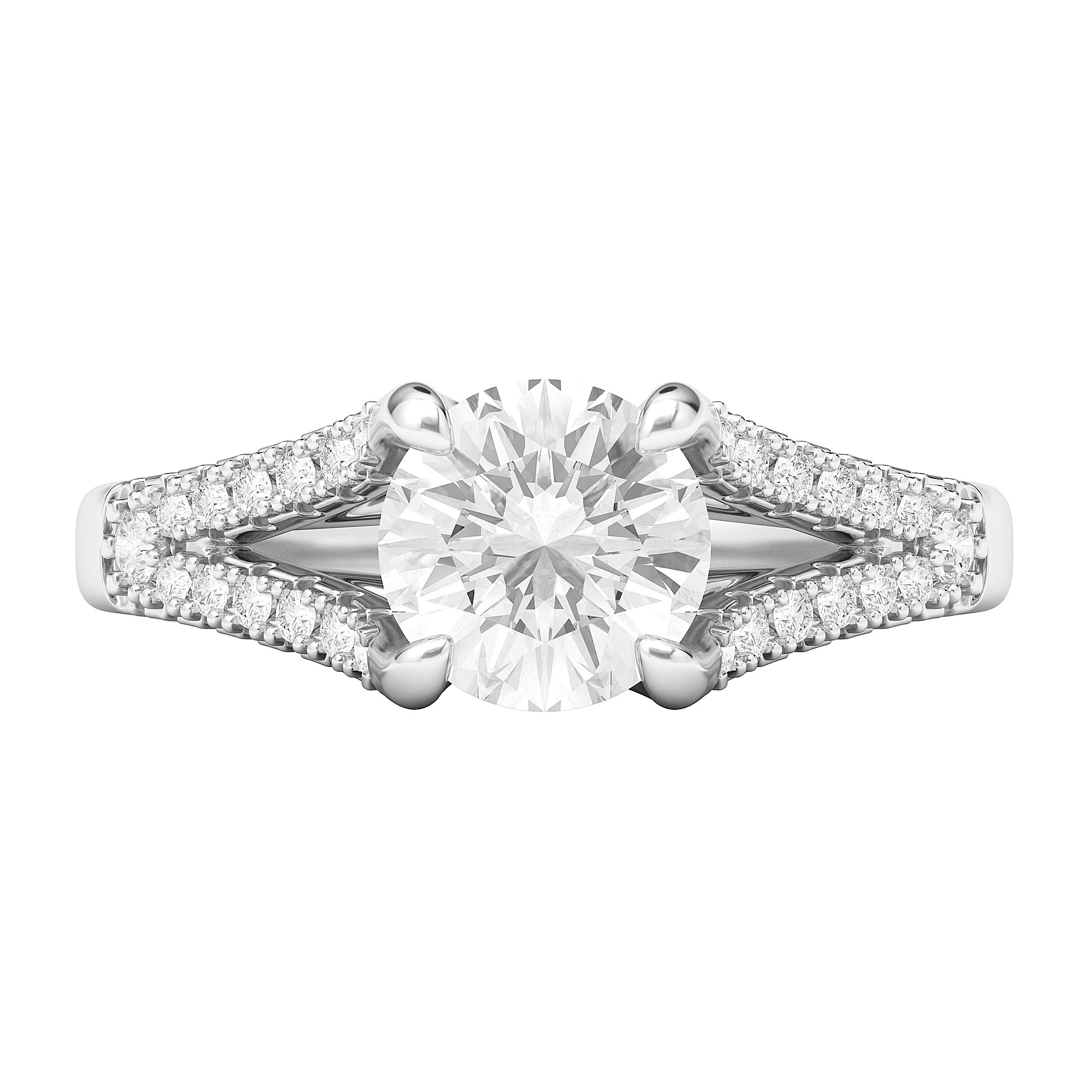 Sterling Silver Split Shank Trellis Simulated 1.0 CT Diamond Engagement Ring Promise Bridal Ring For Women (7.5)