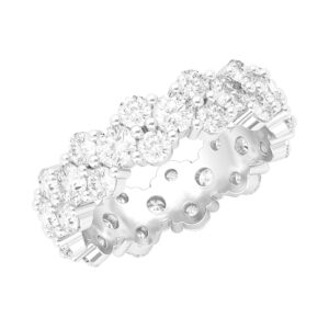 sterling silver full eternity garland ring cluster with simulated diamond wedding ring for women (6.5)