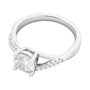 Sterling Silver Twisted Split Shank Simulated 1.0 CT Diamond Engagement Ring Promise Bridal Ring (7.5)