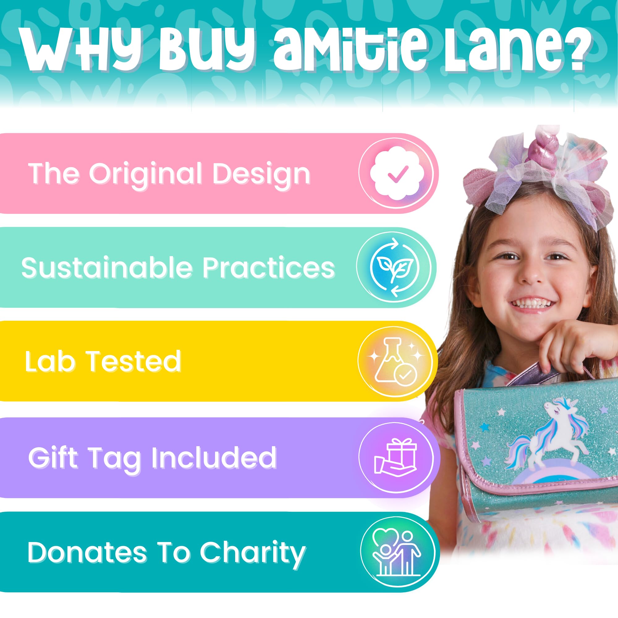 Amitié Lane Unicorn Scented Markers Set, 80 PCS - Birthday Gift for 5, 6, 7, 8 and 9 Year Old Girls! Includes Art Kit Supplies for Kids Ages 4-12, Perfect for Creative Fun Ideas