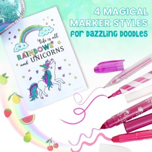 Amitié Lane Unicorn Scented Markers Set, 80 PCS - Birthday Gift for 5, 6, 7, 8 and 9 Year Old Girls! Includes Art Kit Supplies for Kids Ages 4-12, Perfect for Creative Fun Ideas