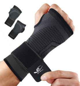 hirui 2-pack wrist brace wrist wraps, hand compression sleeves with wrist straps support for fitness weightlifting mtb tendonitis carpal tunnel arthritis pain relief (black, x-large)