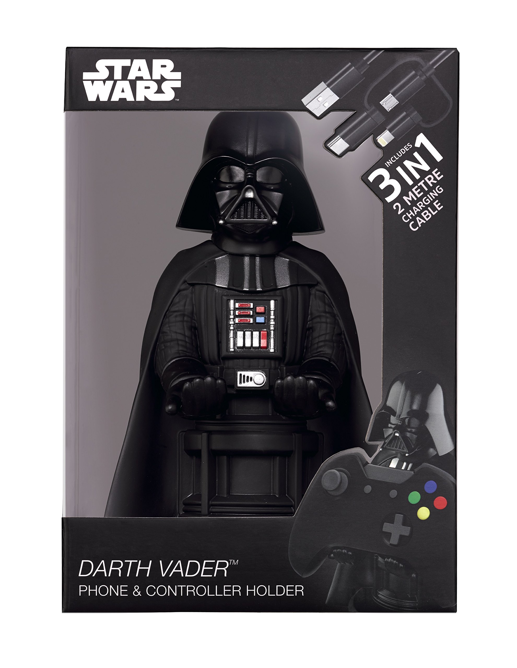 Exquisite Gaming: Star Wars Darth Vader (Original Series) & Stormtrooper (Classic Suit) - Mobile Phone, Gaming Controller Holders and Device Stands With Cable Guys Licensed Figures