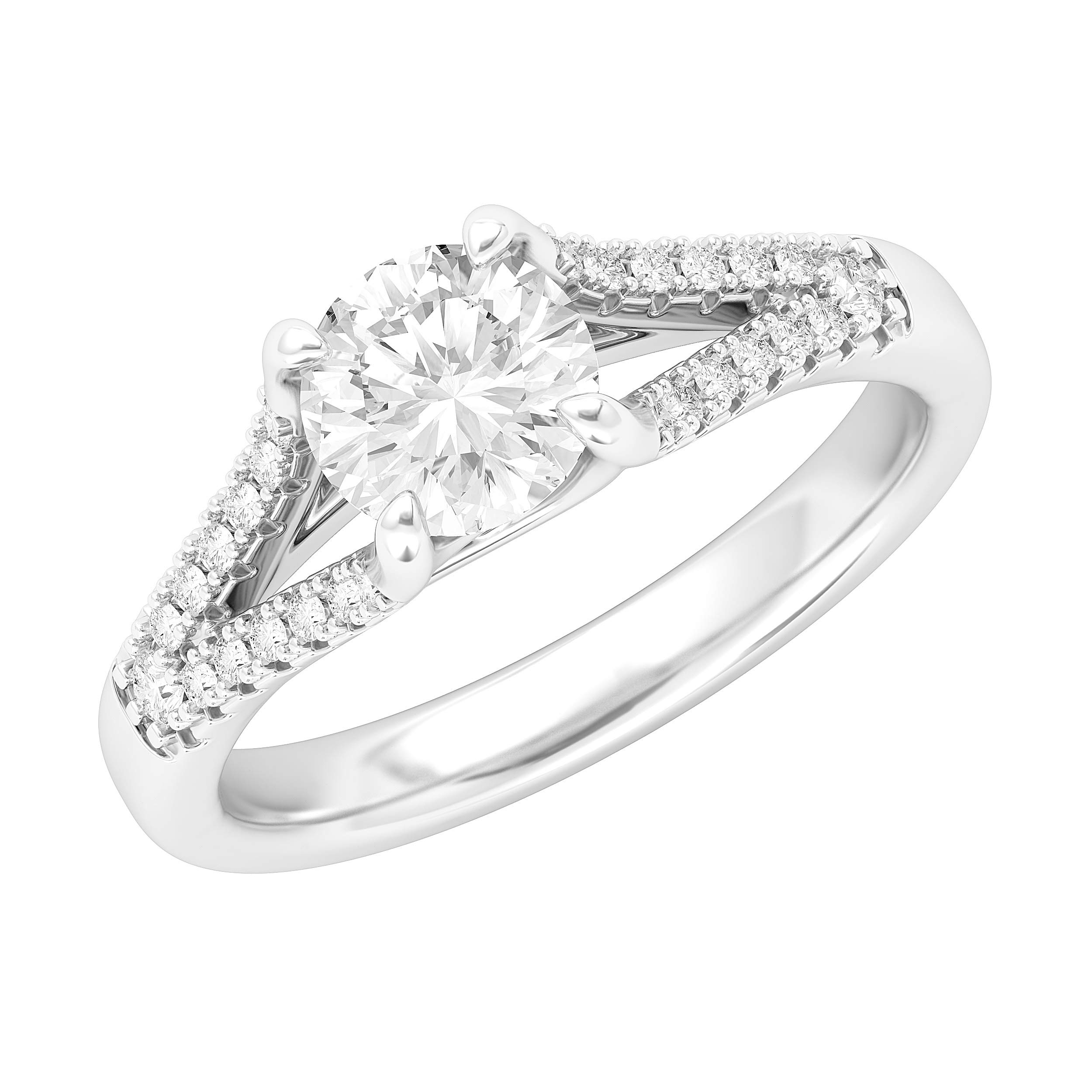 Sterling Silver Split Shank Trellis Simulated 1.0 CT Diamond Engagement Ring Promise Bridal Ring For Women (7.5)