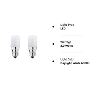 Makergroup E12 Dryer LED Light Bulb for Dryer Drum and Specific 120V S6 Water Dispenser Light Bulb WE05X20431 22002263 Candelabra Screw Base Night Light, 2W Cool White 6000K 2-Pack