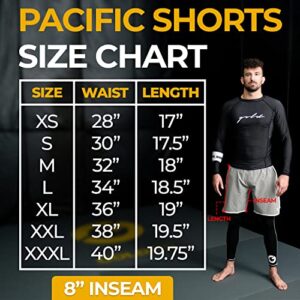 Gold BJJ Pacific Short - No-Gi Jiu Jitsu Fight Shorts (Black, Medium)