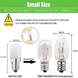 Makergroup E12 Dryer LED Light Bulb for Dryer Drum and Specific 120V S6 Water Dispenser Light Bulb WE05X20431 22002263 Candelabra Screw Base Night Light, 2W Cool White 6000K 2-Pack