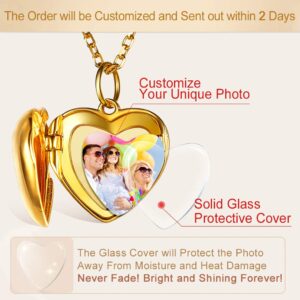 Gold Heart Locket Necklace for Women Silver Locket Necklace That Holds Picture Photo Keep Memorial Accessories Chain 16 Inch Custom Jewelry Personalized Locket Necklace for Wowen