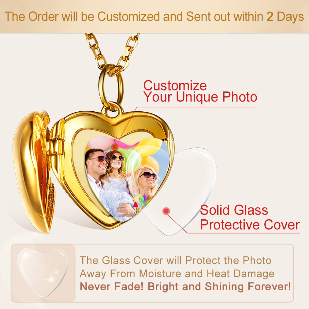 Gold Heart Locket Necklace for Women Silver Locket Necklace That Holds Picture Photo Keep Memorial Accessories Chain 16 Inch Custom Jewelry Personalized Locket Necklace for Wowen