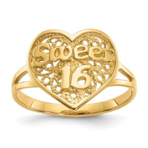 14k Sweet 16 Heart Ring QCH263