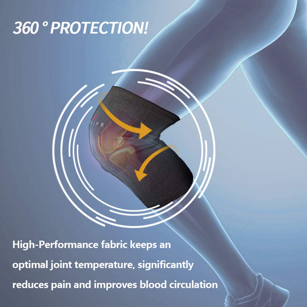 FJZLIFE Knee Support (1 Pair) for Men and Women with Elastic Gel Pads, Professional Knee Brace for Running, Arthritis, Joint Pain Relief, ACL, Meniscus Tear and Injury Recovery