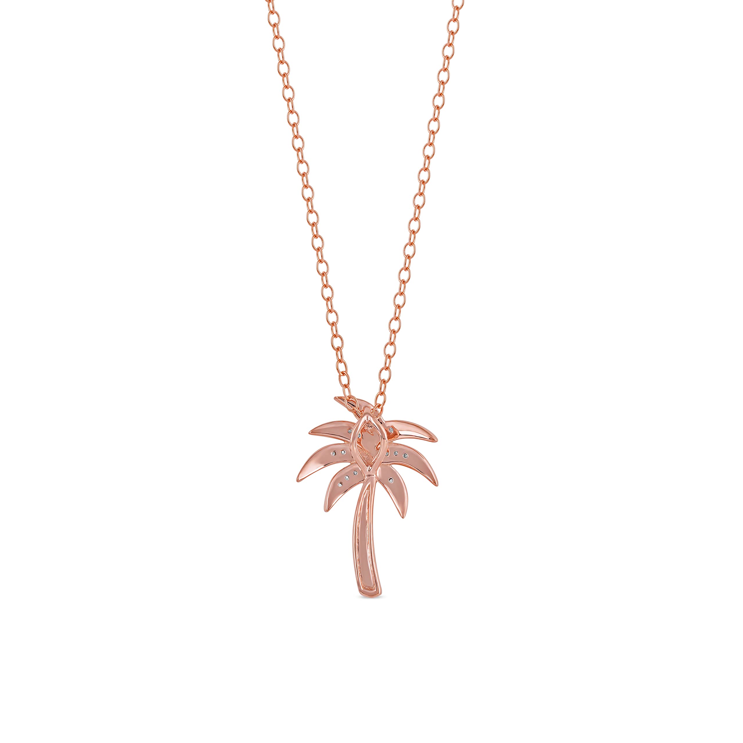 DZON Sterling Silver 1/20ct TDW Real Diamond Palm Tree Pendant Necklace for Women A Love Gift (I-J, I2)