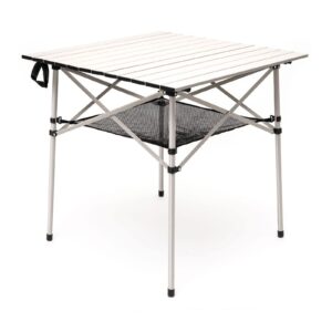 sunnyfeel outdoor folding table | lightweight compact aluminum camping table, roll up top 4 people portable camp square tables with carry bag for picnic/cooking/beach/travel/bbq