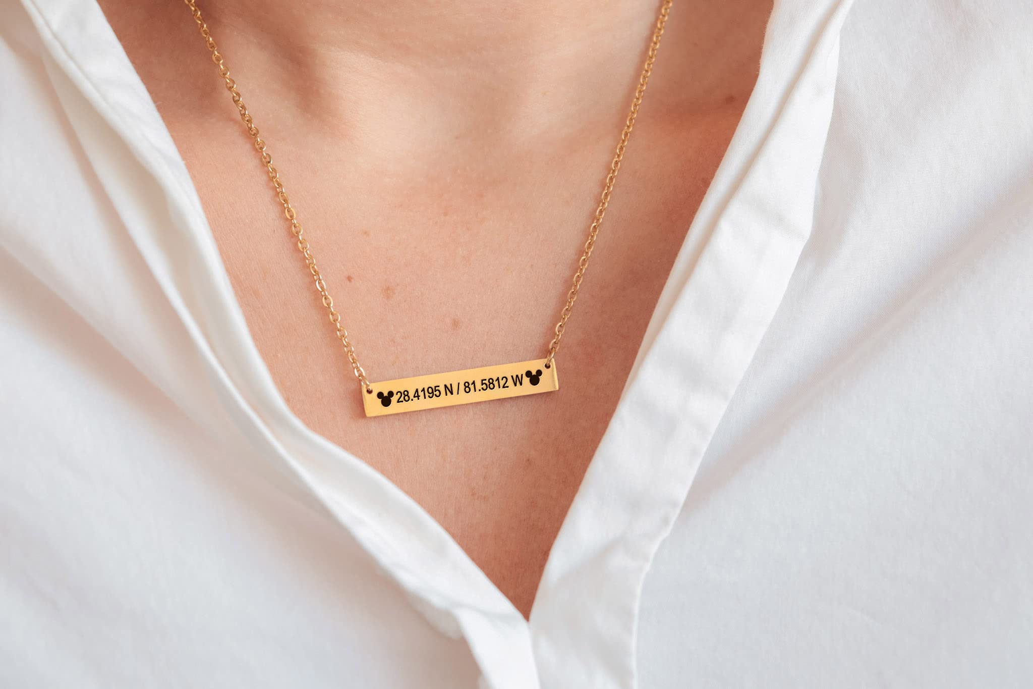 Personalized bar necklace for women, custom engraved stainless steel name plate necklace gift gold, silver and rose gold for mothers day, coordinates, dates, roman numeral, friendship, christmas