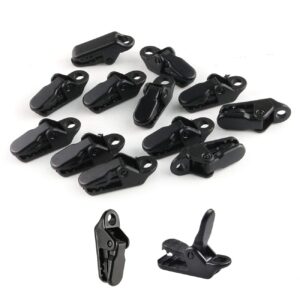 e-outstanding 12-pack small outdoor camping awning point hook tent windbreak clamp plastic crocodile clip 33x10x13mm, black