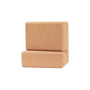 aw direct cork yoga blocks, non-slip cork block for exercise, 100% natural, eco-friendly exercise blocks to improve stability, poses, flexibility, and alignment, pack of 2 fitness blocks