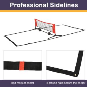 Soozier 10ft Portable Soccer Tennis/Pickleball/Badminton/Mini Tennis Net w/Sideline for Training with Included Storage Bag, Red