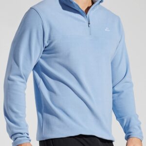 Willit Men's Fleece Pullover Golf Quarter Zip Sweaters Cold Weather Hiking Thermal Shirt Jacket Blue M