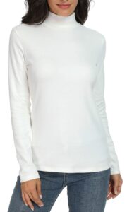 udobana women's mock turtleneck cotton basic thermal tops white large