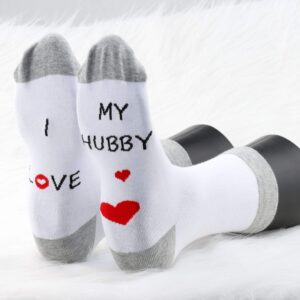 MBMSO Hubby and Wifey Gifts I Love My Wifey Hubby Socks Groom Funny Gifts Engagement Gifts for Husband Wife Bridal Shower Gifts (1 Pair Hubby +1 Pair Wifey)