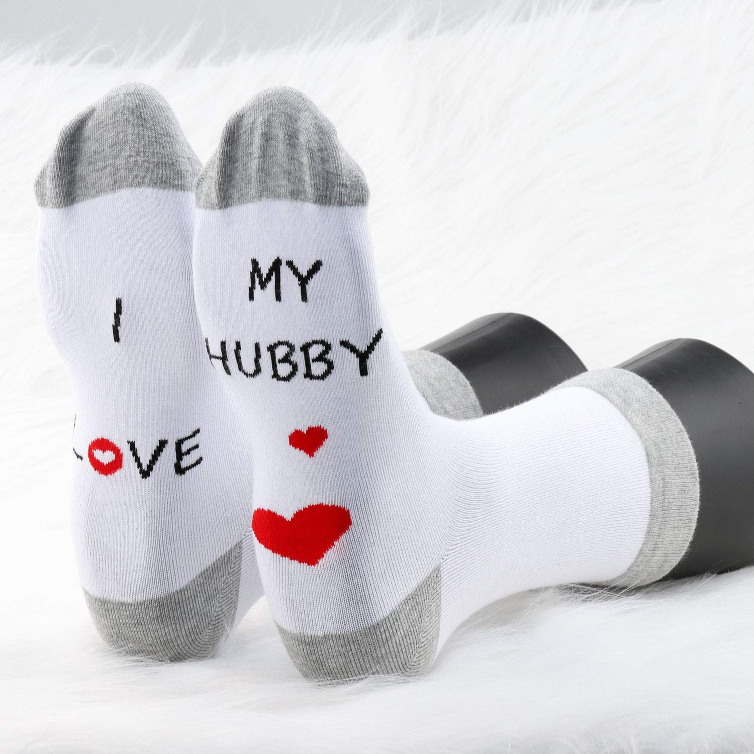 MBMSO Hubby and Wifey Gifts I Love My Wifey Hubby Socks Groom Funny Gifts Engagement Gifts for Husband Wife Bridal Shower Gifts (1 Pair Hubby +1 Pair Wifey)