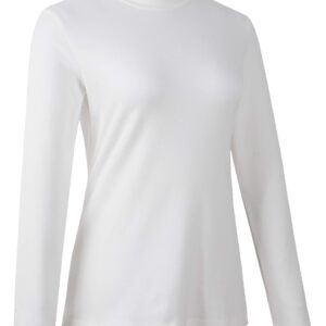 Udobana Women's Mock Turtleneck Cotton Basic Thermal Tops White Large