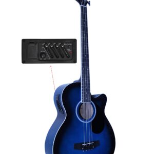 Vizcaya Full Size 4 Strings Cutaway Acoustic-Electric Bass Guitar With 4-Band Equalizer,5mm Padding Gig Bag,Strap, Picks-Blue