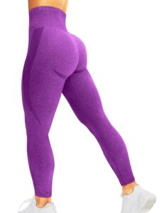 higorun women seamless leggings smile contour high waist workout gym yoga pants purple l