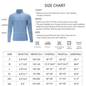 Willit Men's Fleece Pullover Golf Quarter Zip Sweaters Cold Weather Hiking Thermal Shirt Jacket Blue M