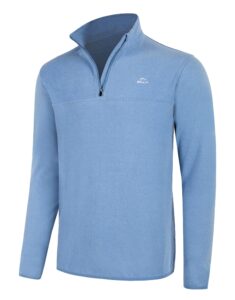 willit men's fleece pullover golf quarter zip sweaters cold weather hiking thermal shirt jacket blue m