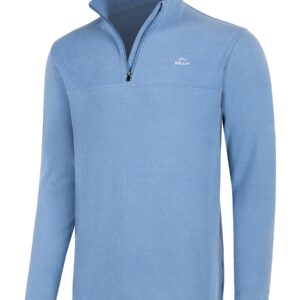 Willit Men's Fleece Pullover Golf Quarter Zip Sweaters Cold Weather Hiking Thermal Shirt Jacket Blue M