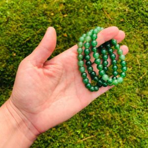 Ollie West Set of 3 JADE BRACELET FOR WOMEN - 8mm REAL JADE BEADS - 7" Standard Size - JADE Jewelry for Women - Healing Crystal Jewelry - JADE Stone Bracelet for Women - Worry Beads (Green)