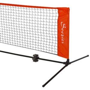 Soozier 10ft Portable Soccer Tennis/Pickleball/Badminton/Mini Tennis Net w/Sideline for Training with Included Storage Bag, Red