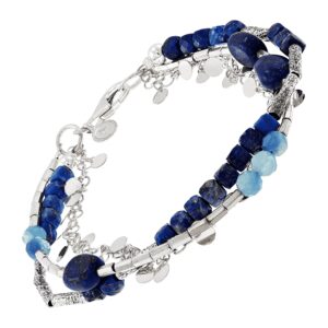 silpada 'azurro' aquamarine & hematite bead bracelet in sterling silver, 7.5"