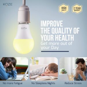 KOZE Sleep Light Bulb 2-Pack Amber Lights Blue - Blocking LED Light Bulb - 1600K Color Temp w/No Blue Light - Sleep Aid for Baby Nursery Light, 3.5 watt