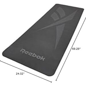 Reebok Yoga Mat - Lightweight, Compact, Rollable, and Cushioned Supportive Workout Mat for Yoga, Pilates, and General Exercise - Non Slip TPE Yoga Mat with Non Slip Texture - 5mm, Black