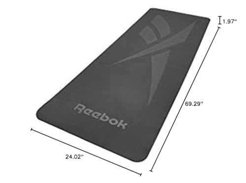 Reebok Yoga Mat - Lightweight, Compact, Rollable, and Cushioned Supportive Workout Mat for Yoga, Pilates, and General Exercise - Non Slip TPE Yoga Mat with Non Slip Texture - 5mm, Black