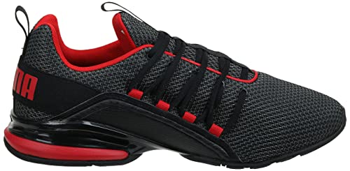 PUMA mens Axelion Running Shoe, Black/High Risk Red, 10.5 US