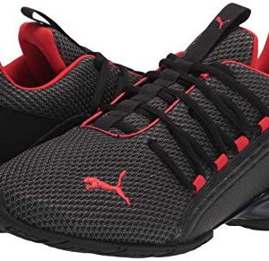 PUMA mens Axelion Running Shoe, Black/High Risk Red, 10.5 US