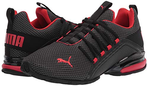 PUMA mens Axelion Running Shoe, Black/High Risk Red, 10.5 US