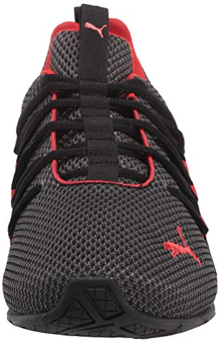 PUMA mens Axelion Running Shoe, Black/High Risk Red, 10.5 US