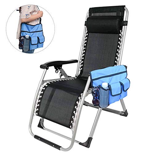 RiToEasysports Beach Chair Armrest Bag,Outdoor Travel Bag Beach Chair Handy Pocket for Phones Cameras Tablets Books Sunglasses (blue)